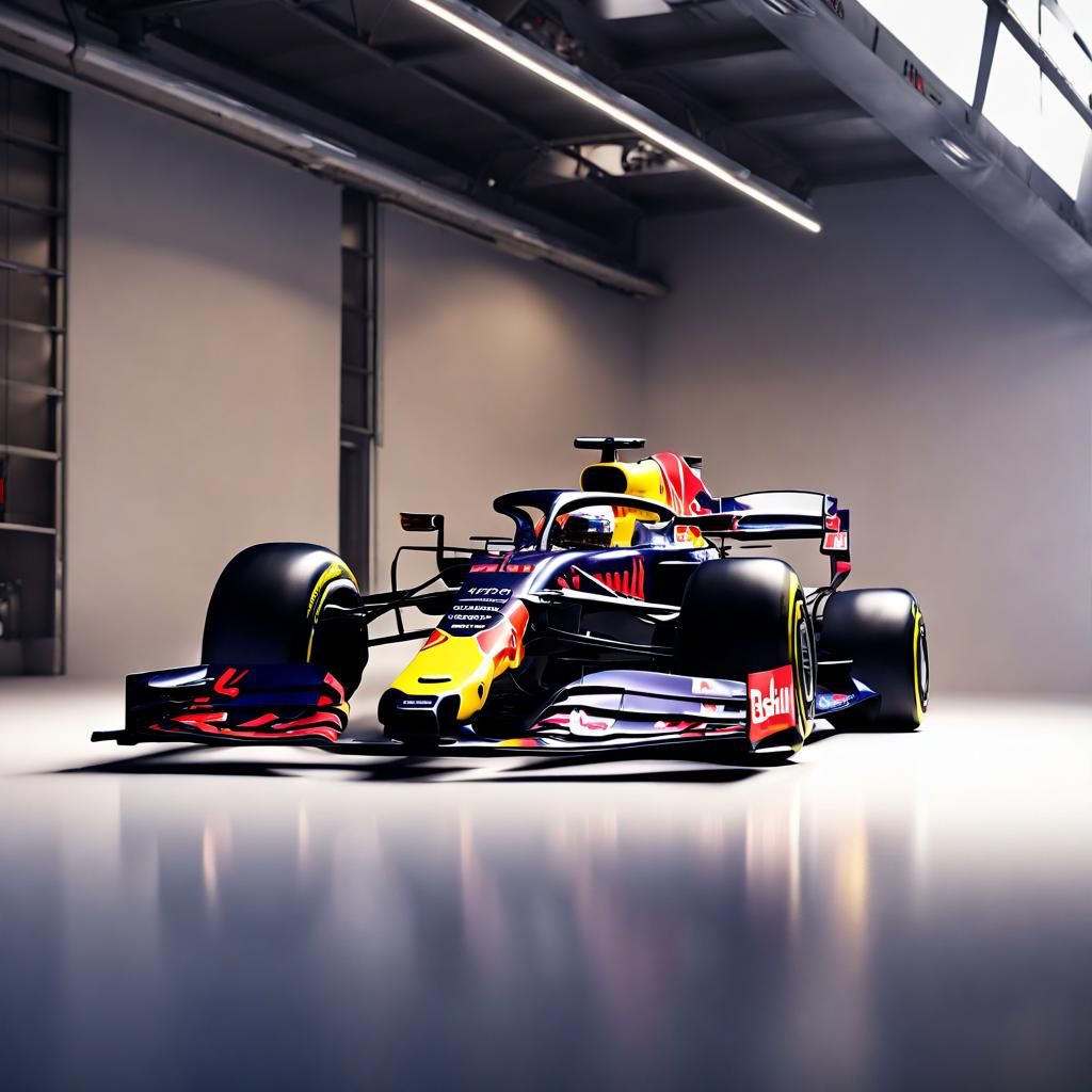 Red bull RB19 F1 displayed on Chrome surface - AI Generated Artwork ...
