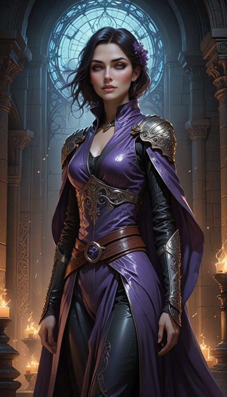 Medieval Arcane Goddess in Elegant Sage Robes - AI Art