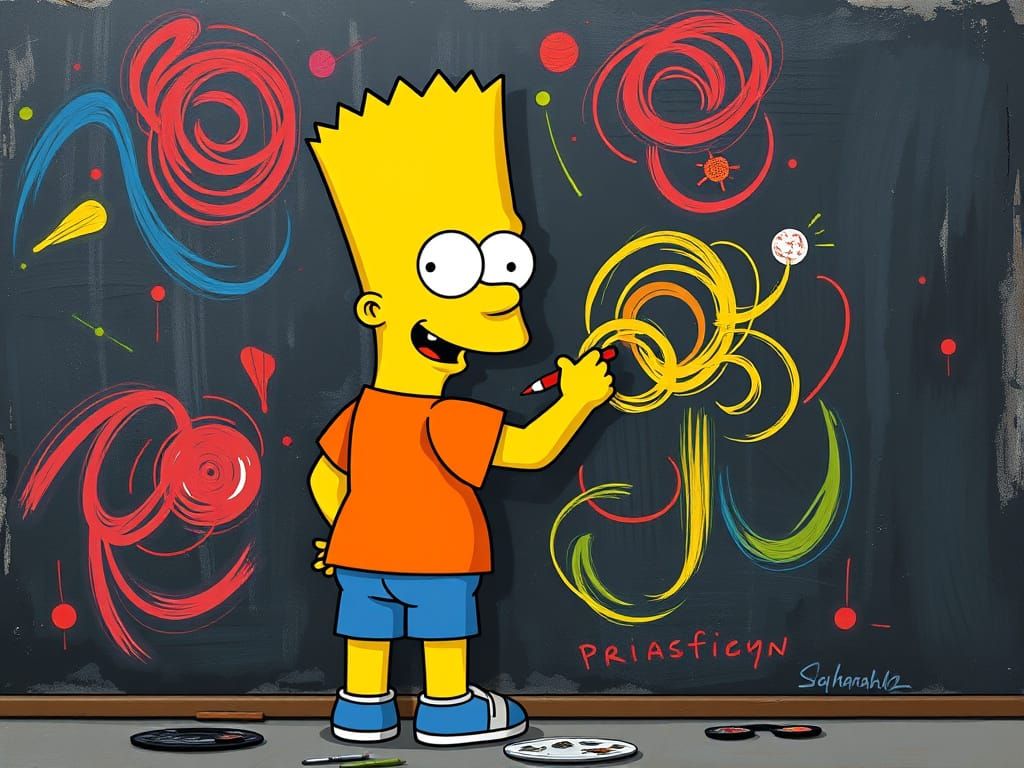 Bart Simpson Colors Abstract Blackboards