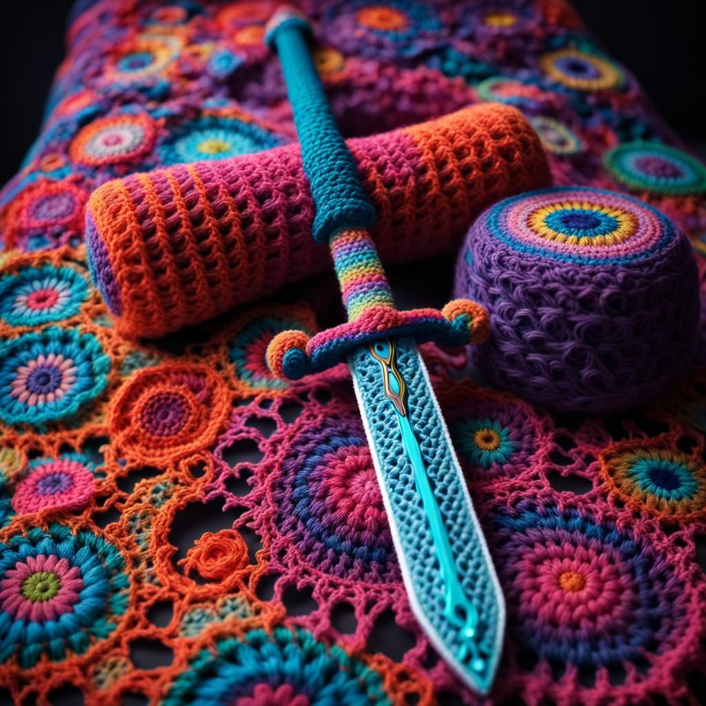 Crochet Sword - AI Generated Artwork - NightCafe Creator