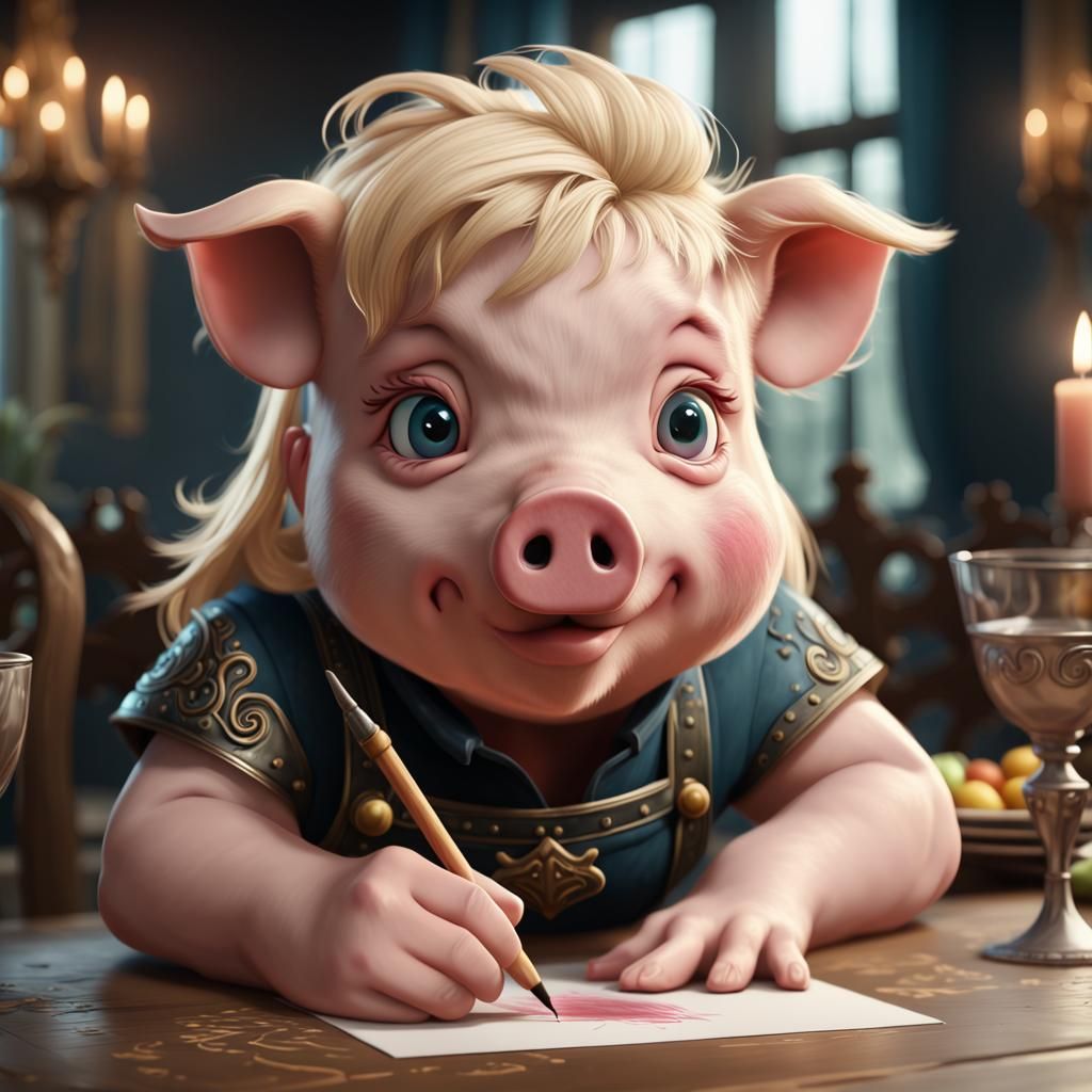 little pig is drawing - AI Generated Artwork - NightCafe Creator