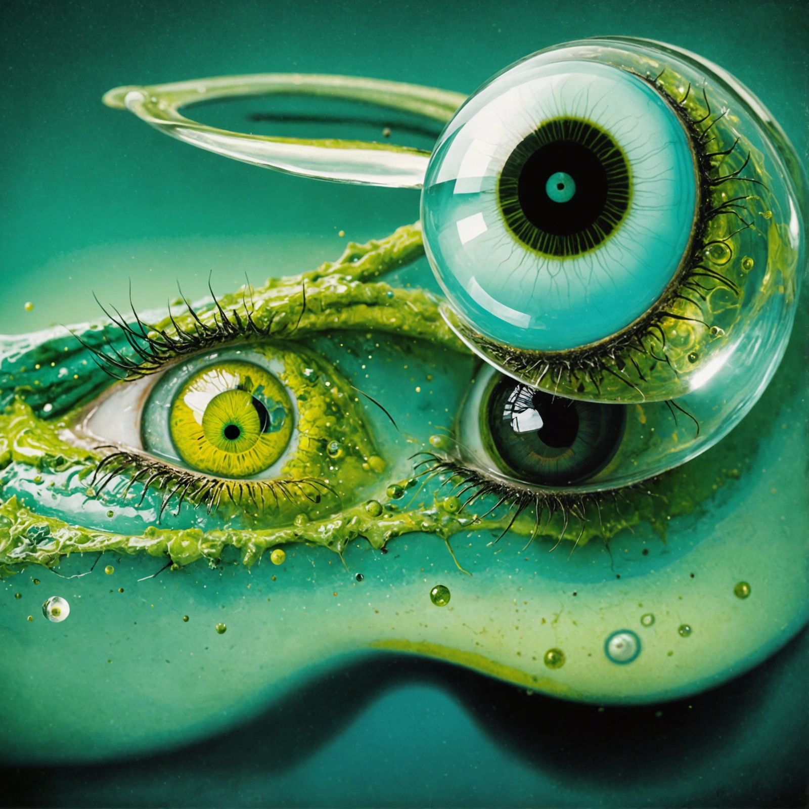 Acid Green Aquamarine Eyeball 8K By Salvador Dalí - AI Generated ...