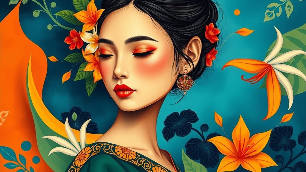 beautifully blends Indonesian Bali-inspired aesthetics with abstract ...