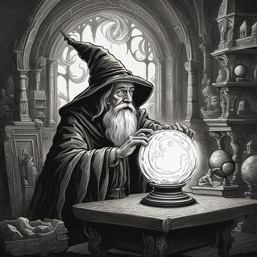 A wizard pondering an orb - AI Generated Artwork - NightCafe Creator