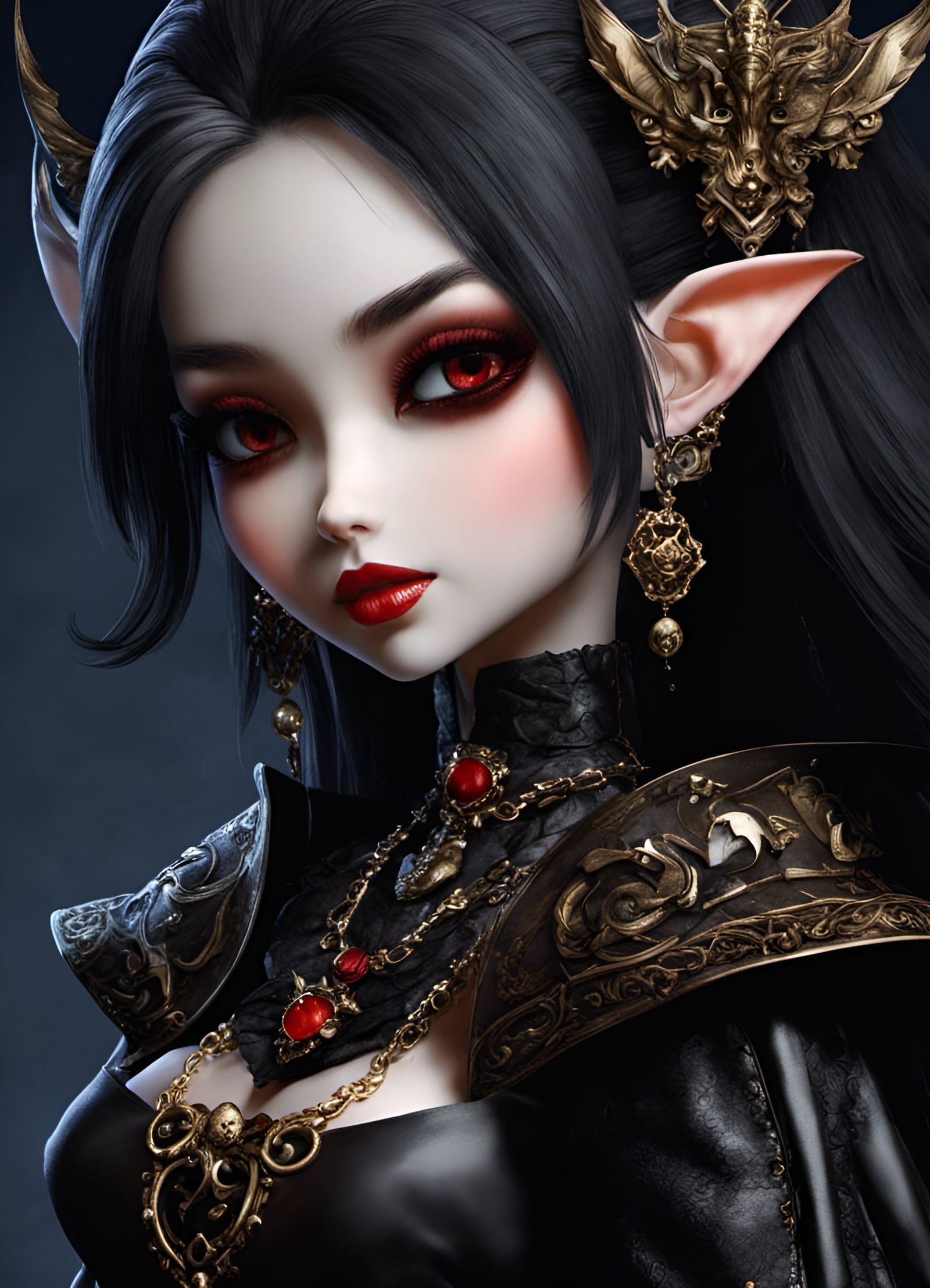 Gothic Elven Beauty - AI Generated Artwork - NightCafe Creator