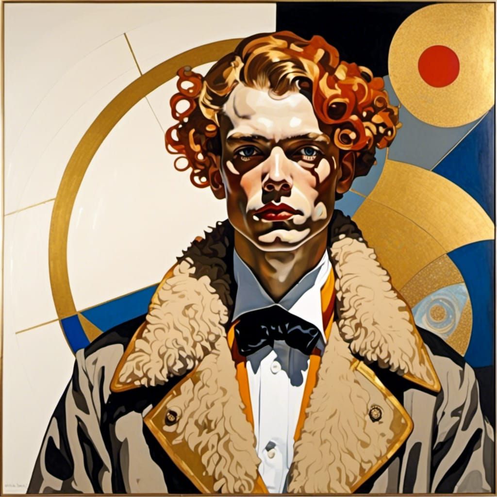 Man Man Man curly swirly hair JC Leyendecker altarpiece by Egon Schiele ...