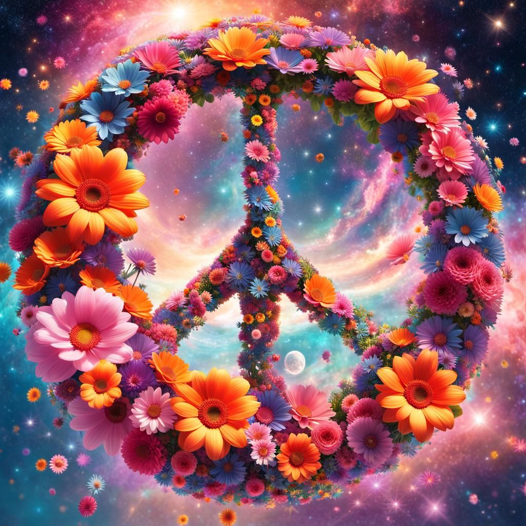 Flower Power Peace Sign - AI Generated Artwork - NightCafe Creator
