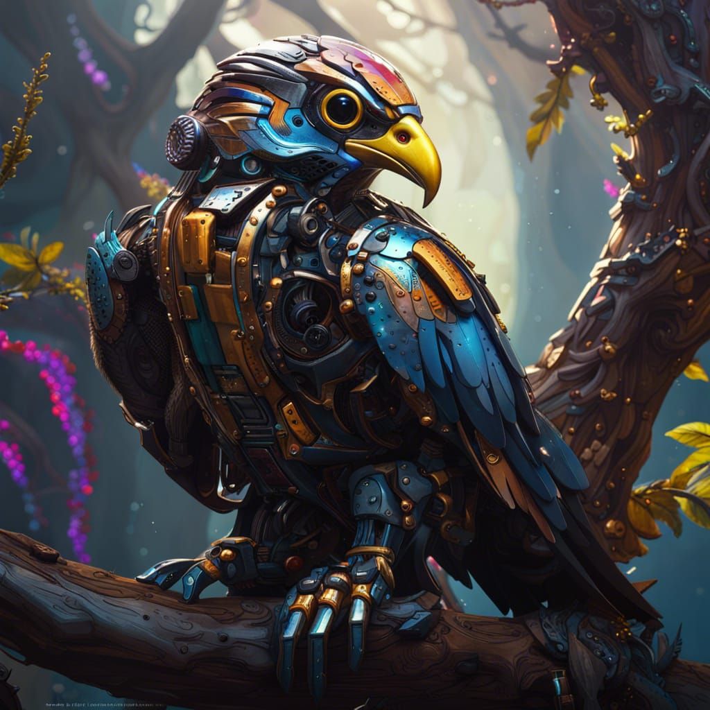 Robotic Colorful Falcon Bird - AI Generated Artwork - NightCafe Creator