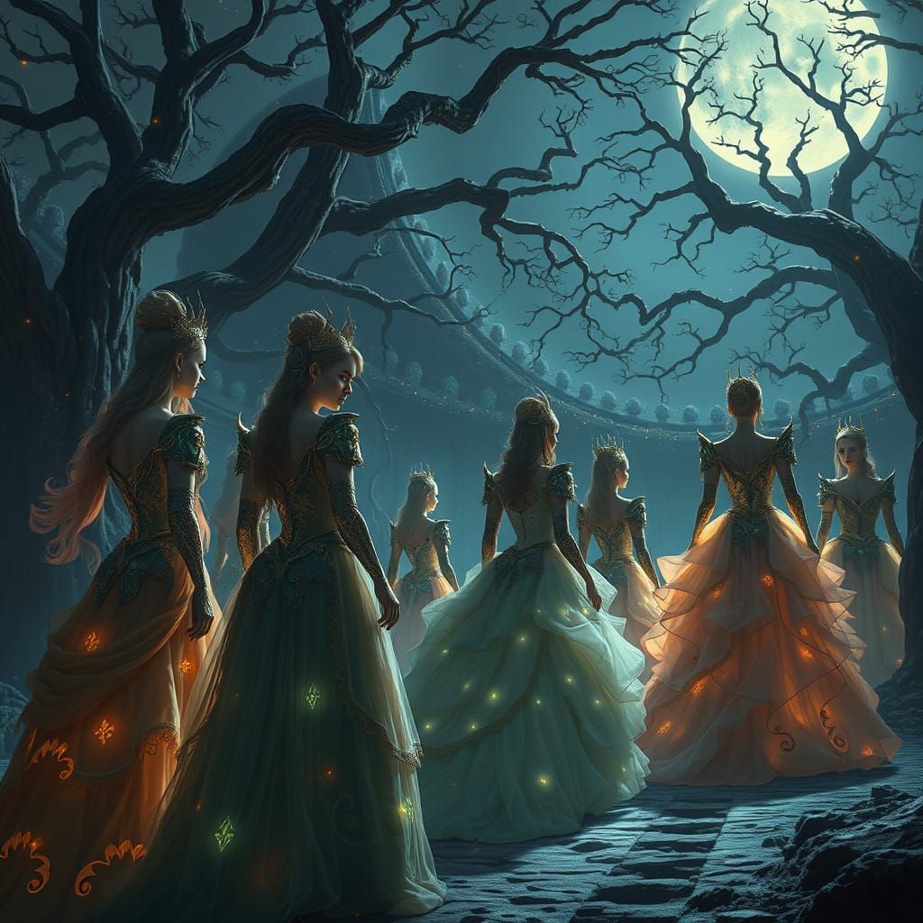 Princesses Unite in Mystical Arena - AI Art