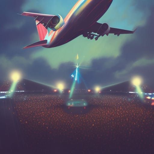 Plane in the Coldplay concert. - AI Generated Artwork - NightCafe Creator