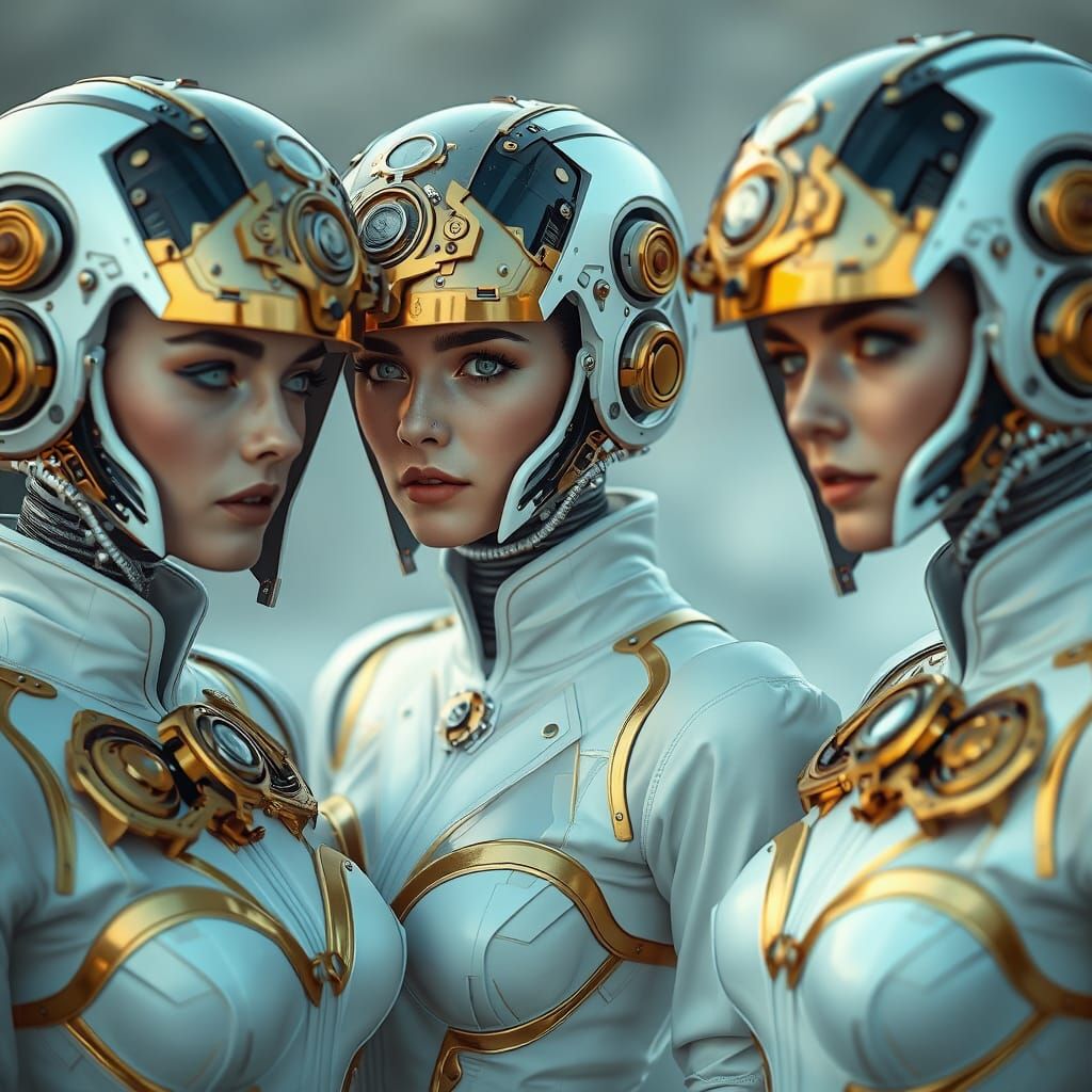 Cyborg Goddesses in Steampunk Splendor - AI Art