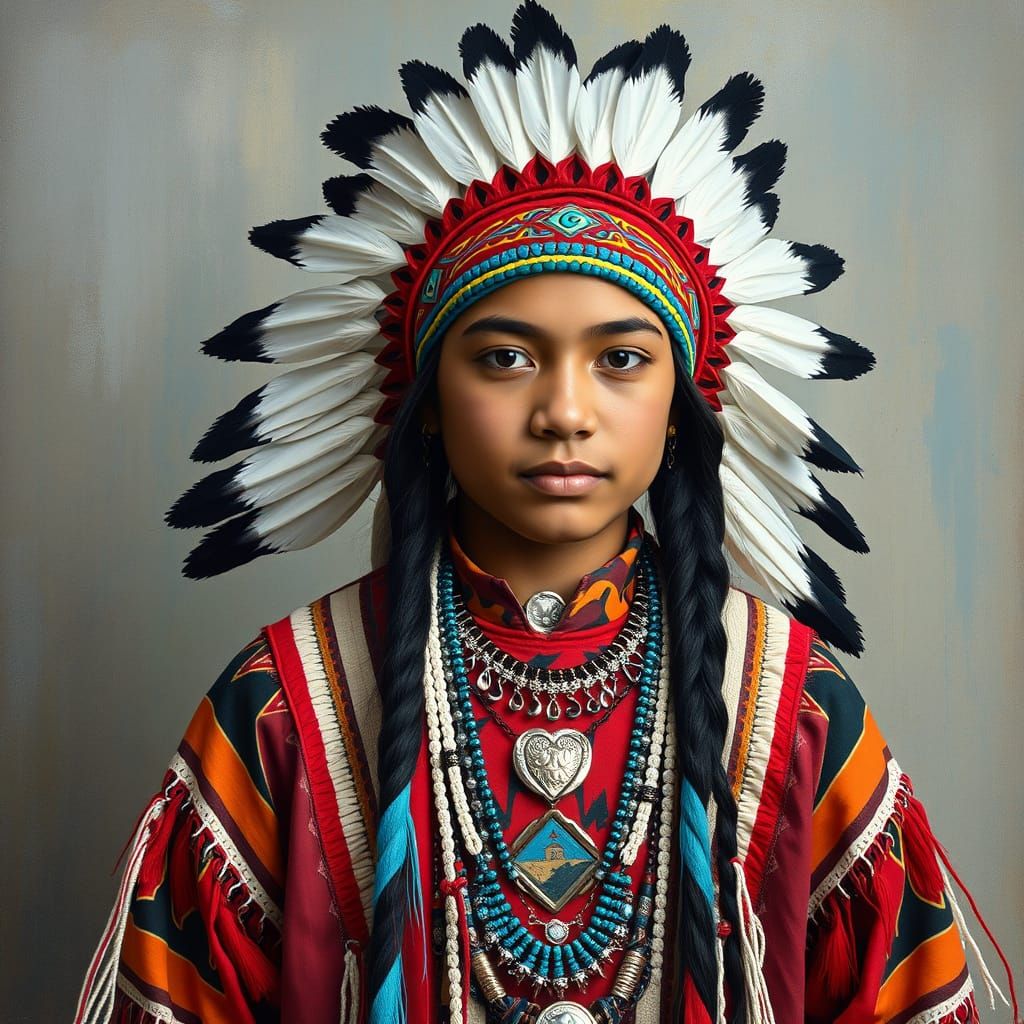 Navajo Two-Spirit Portrait in Indigenous Style - AI Art