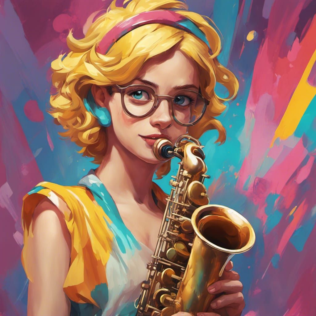 Lisa Simpson playing the saxophone - AI Generated Artwork - NightCafe ...