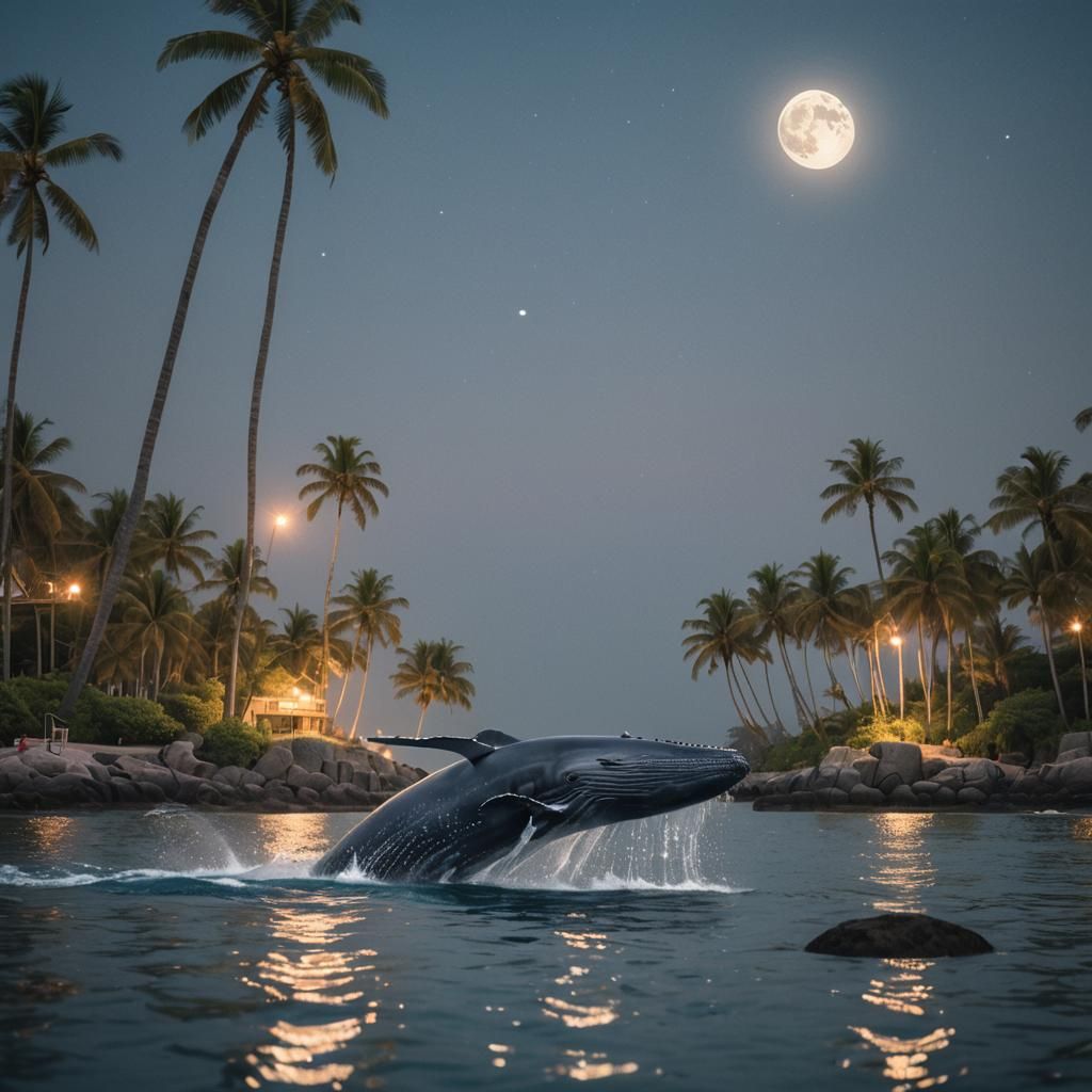 Blue Whale surfacing - AI Generated Artwork - NightCafe Creator