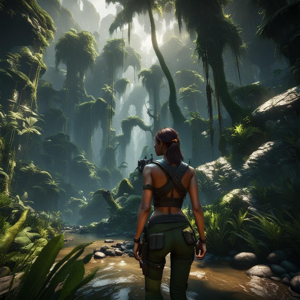 Girl in a jungle - AI Generated Artwork - NightCafe Creator