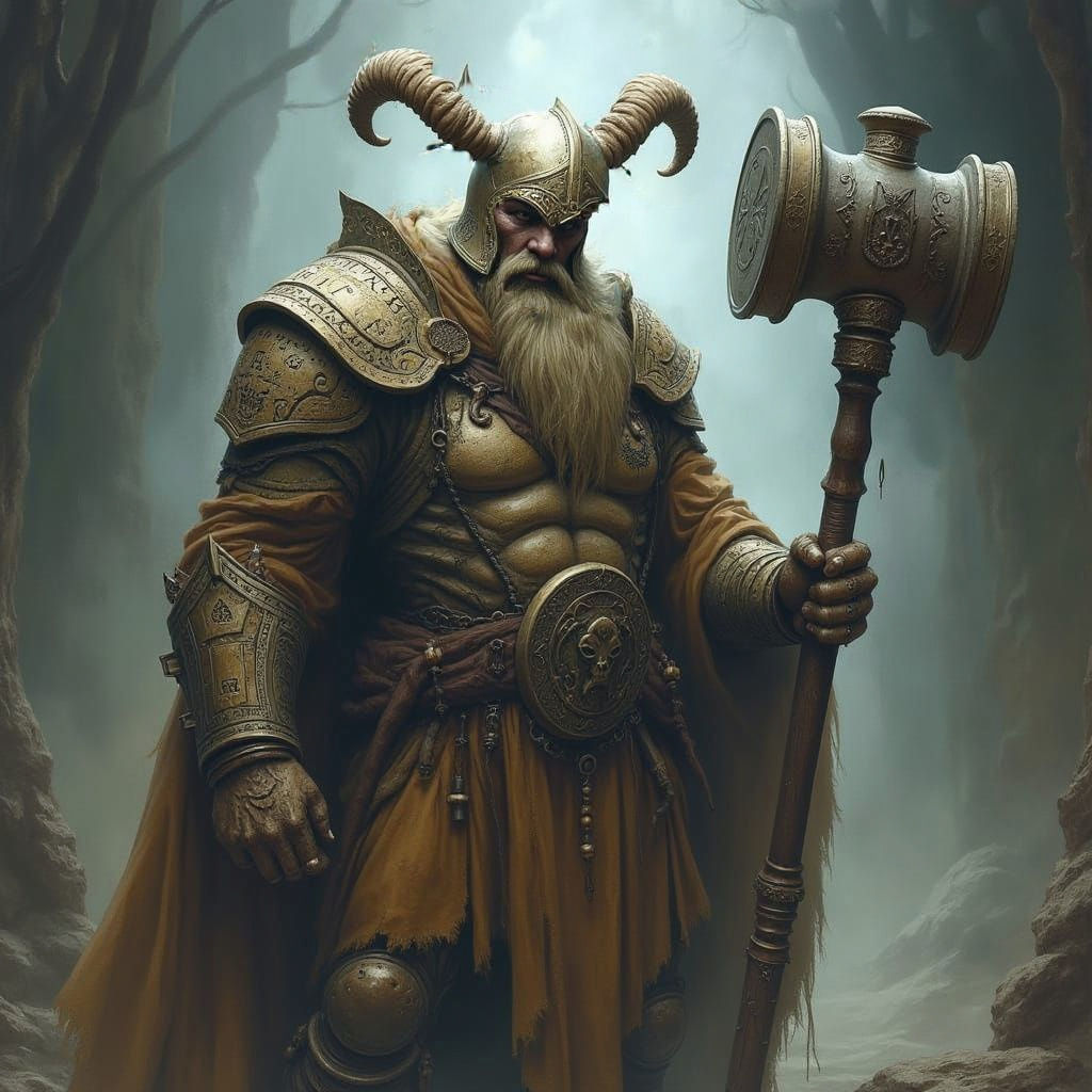 Warrior Cleric in Bone Armor, Wielding Heavy Warha... - AI Art