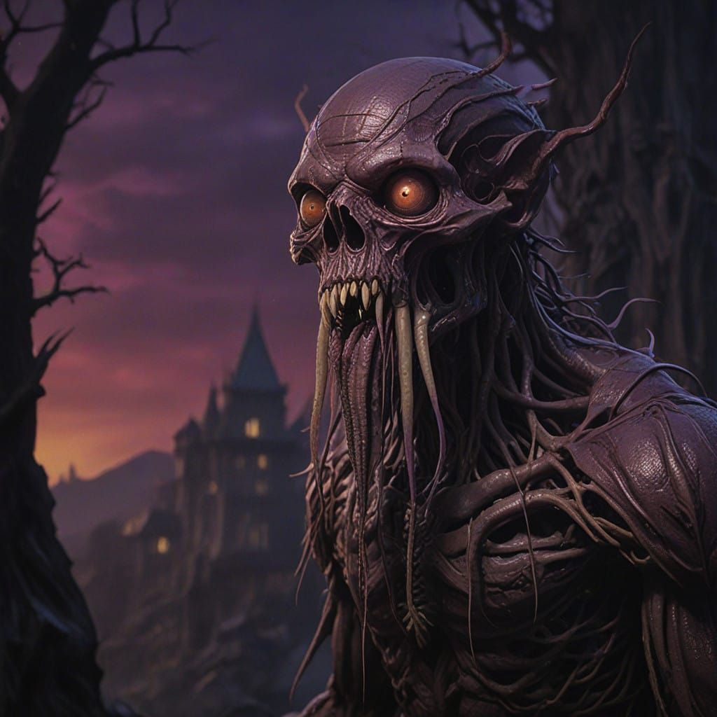 Eldritch Wormoid Parasite Rises from Crimson Depth... - AI Art