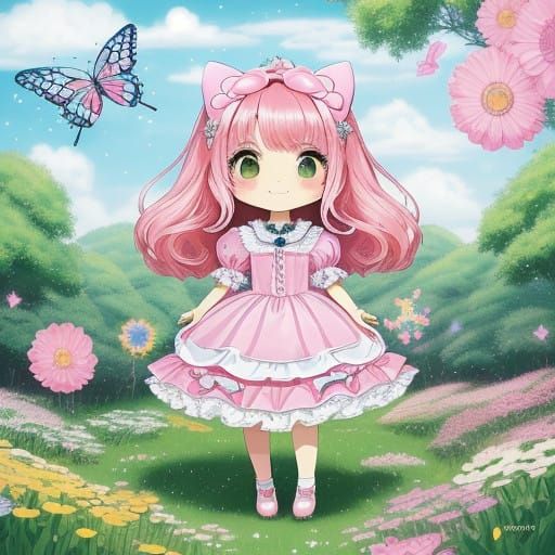 Gunpla girl. A chibi anime girl with a bright smile and sparkly eyes ...