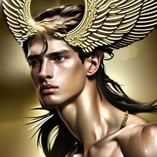 Extravagant ancient ethereal Victoria secret angelic male model gold ...