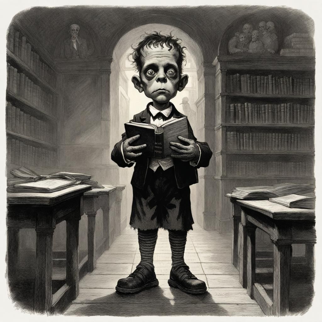 A five-year-old Frankenstein's monster wearing a British school uniform ...