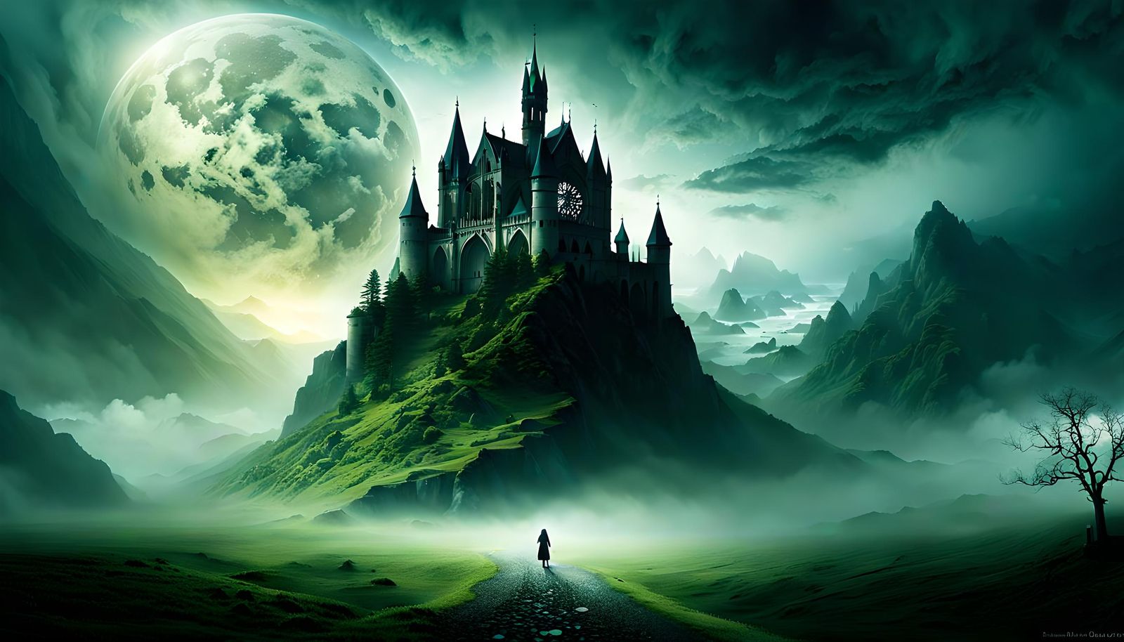 Mystic Pathways: A Castle Under the Moon - AI Generated Artwork - NightCafe Creator