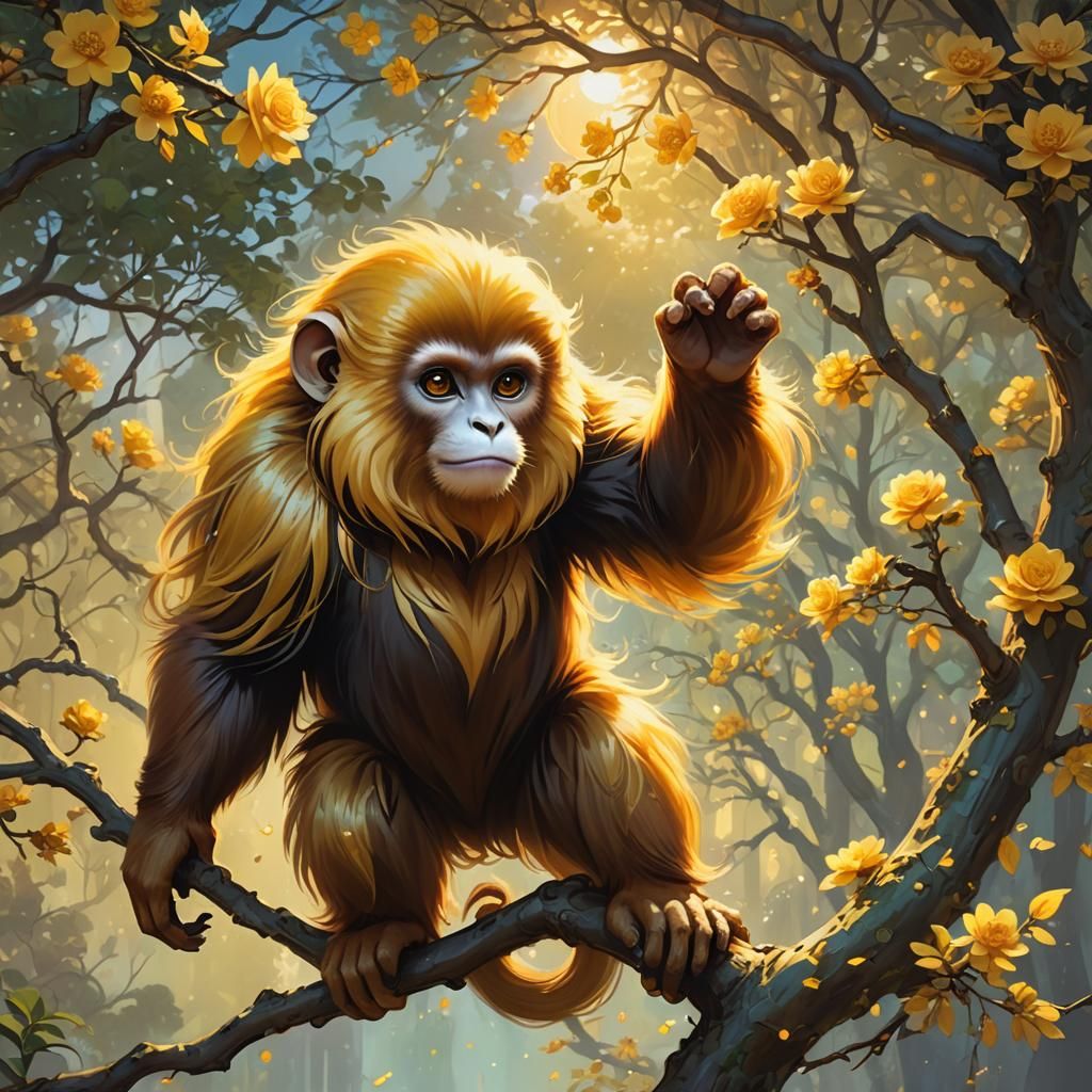 Golden Monkey Climb - AI Generated Artwork - NightCafe Creator