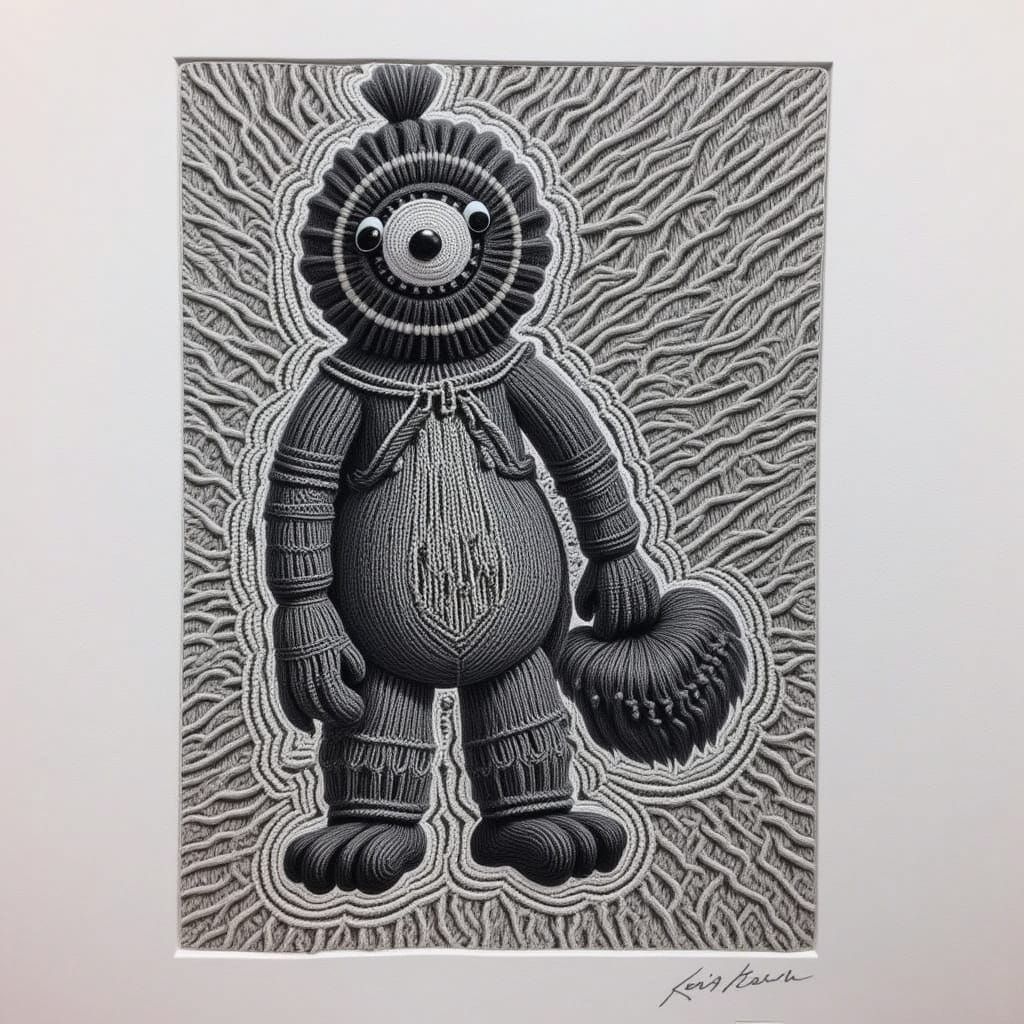 Charcoal drawing by Keith Haring.