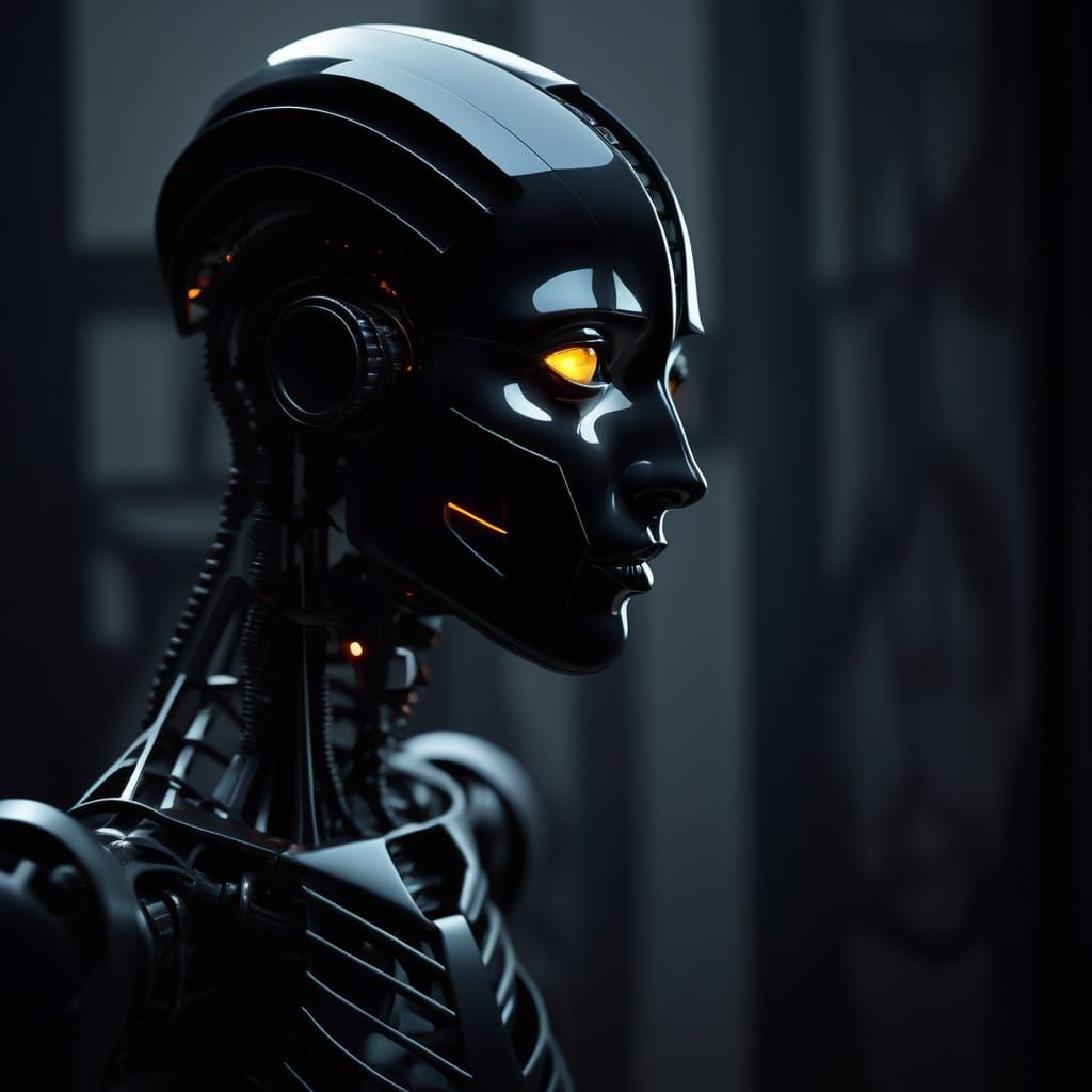 Dark Cubist Mech in Black, Inspired by Picasso's G... - AI Art