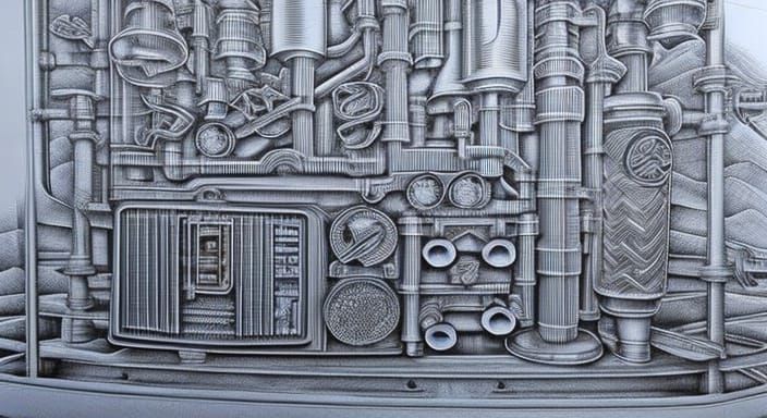 Beautiful Blueprints Complexed Custom Water Bong hyperdetailed charcoal ...