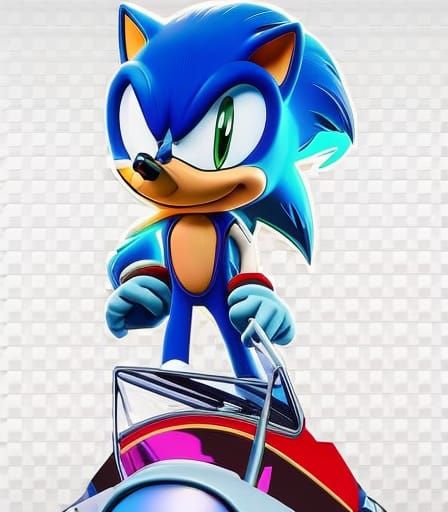 Classic Sonic the hedgehog driving synthwave car - AI Generated Artwork ...