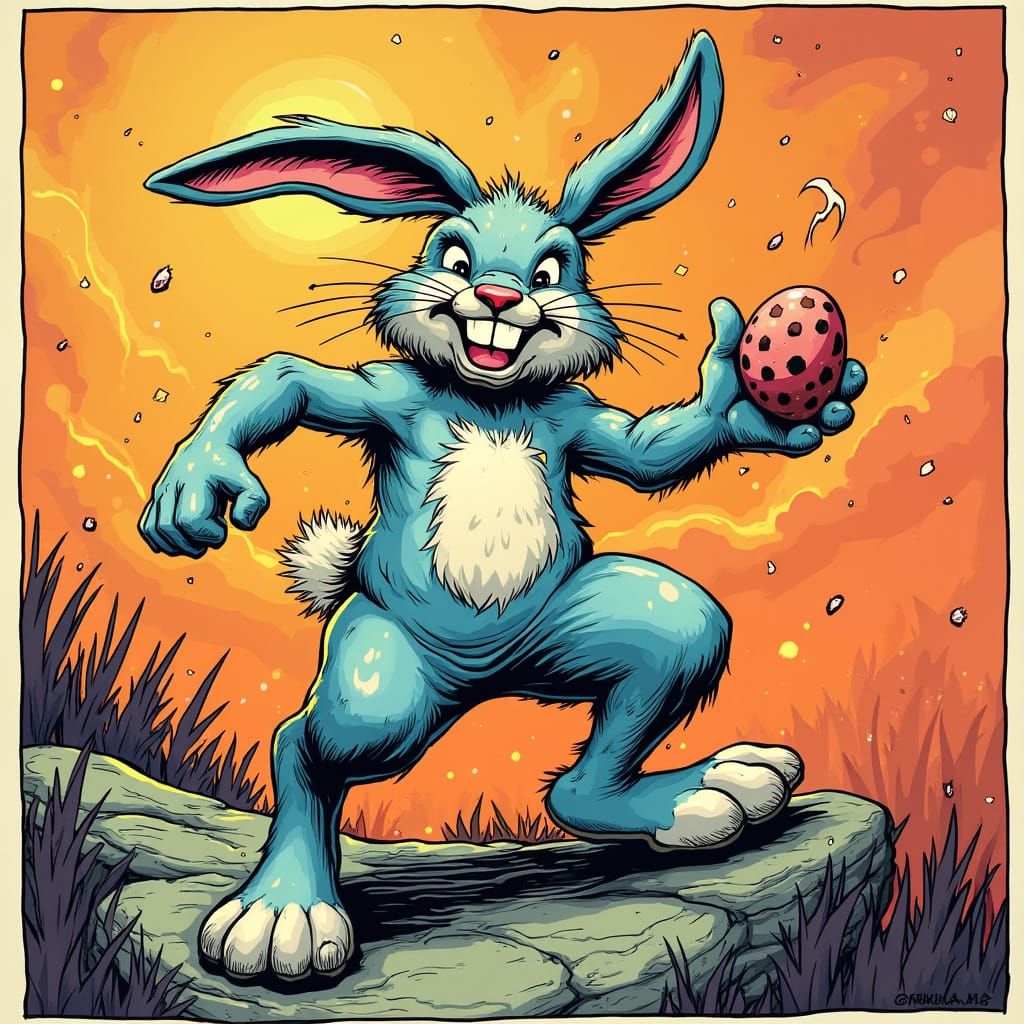 Easter Bunny in Dynamic Comic Book Style with Jack... - AI Art
