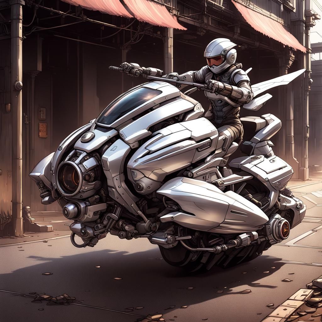 Silver Armored , Flying Hovercycle, No wheel flying Motorcycle, ATV ...