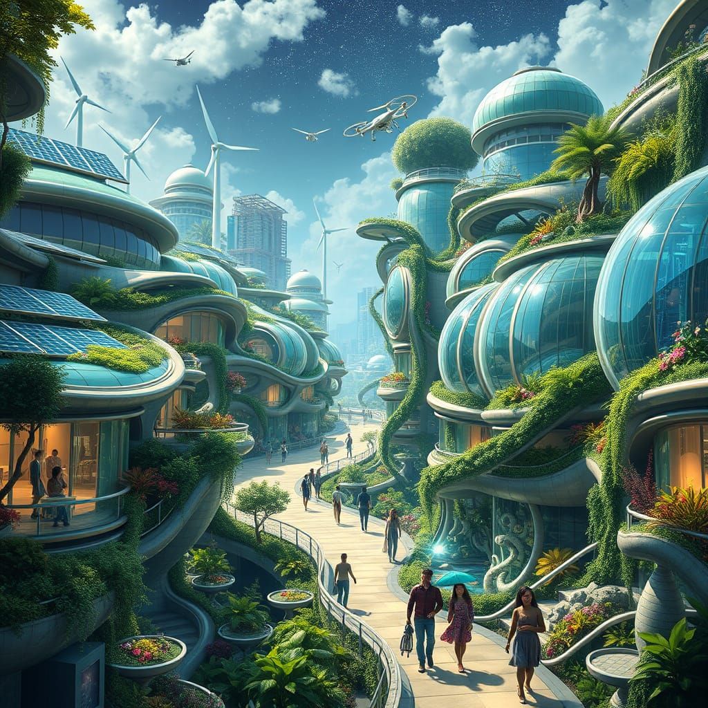 SolarPunk World - Solarpunk Utopia: Harmony of Nature and Te...