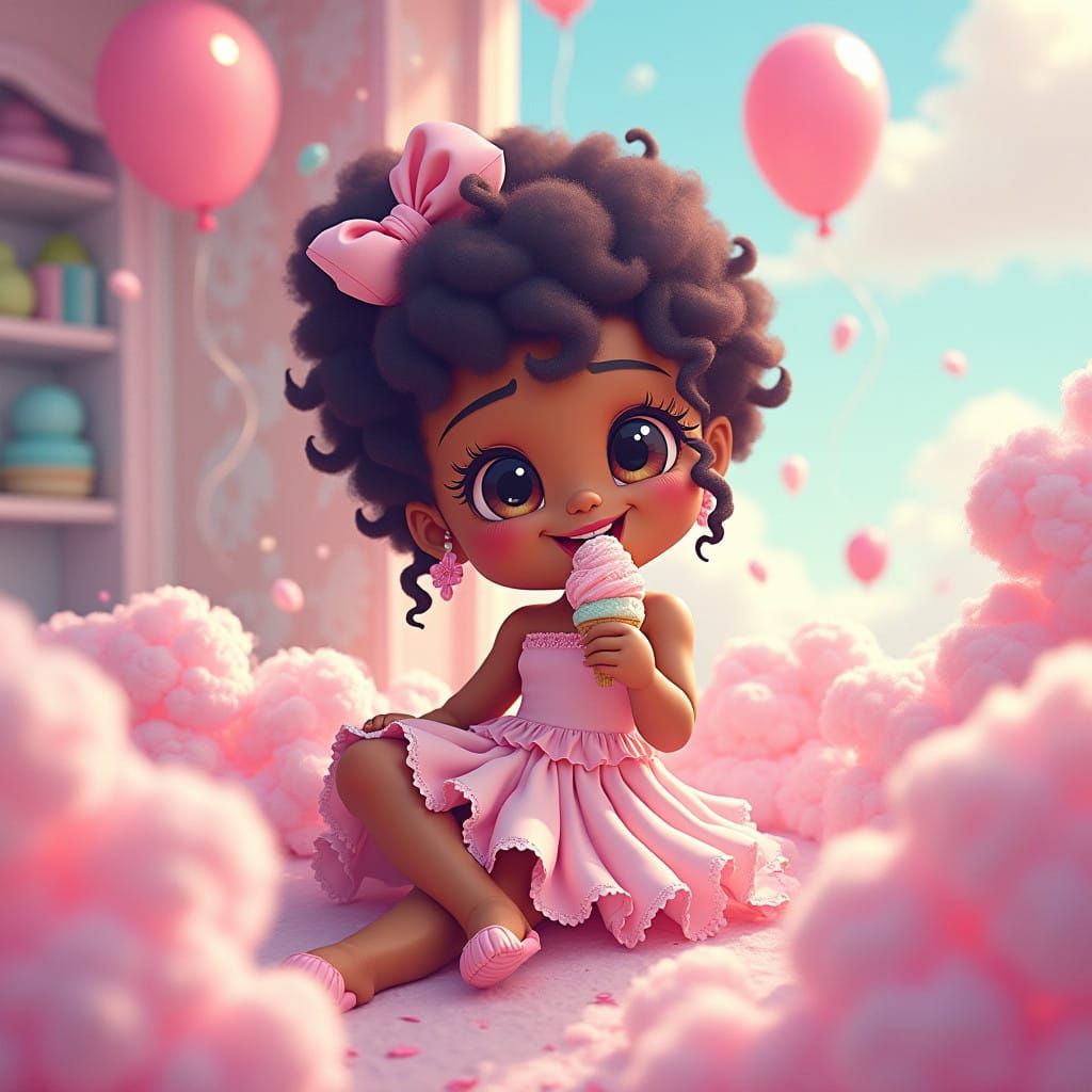 Ari Lennox enjoying a ice cream - Chibi Ari Lennox in Whimsi...