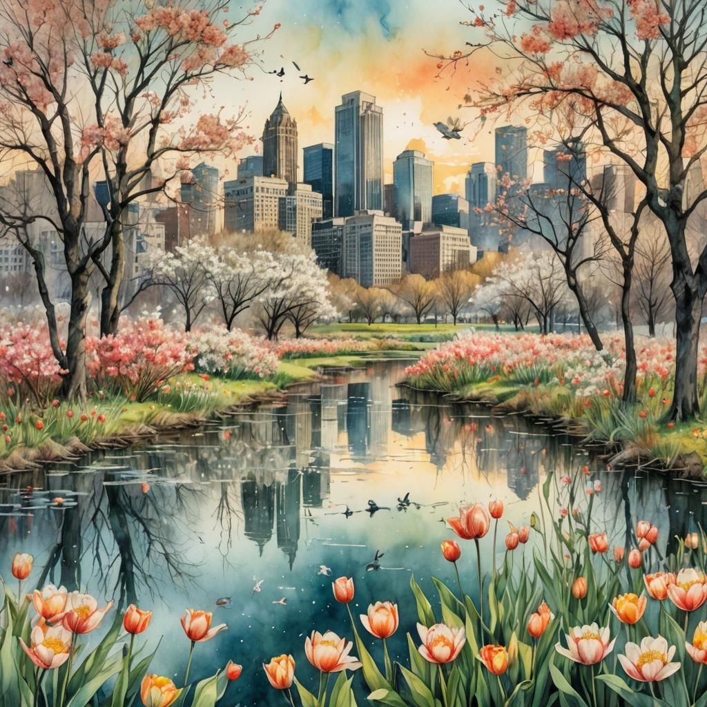 DETROIT CITY in the spring - AI Generated Artwork - NightCafe Creator
