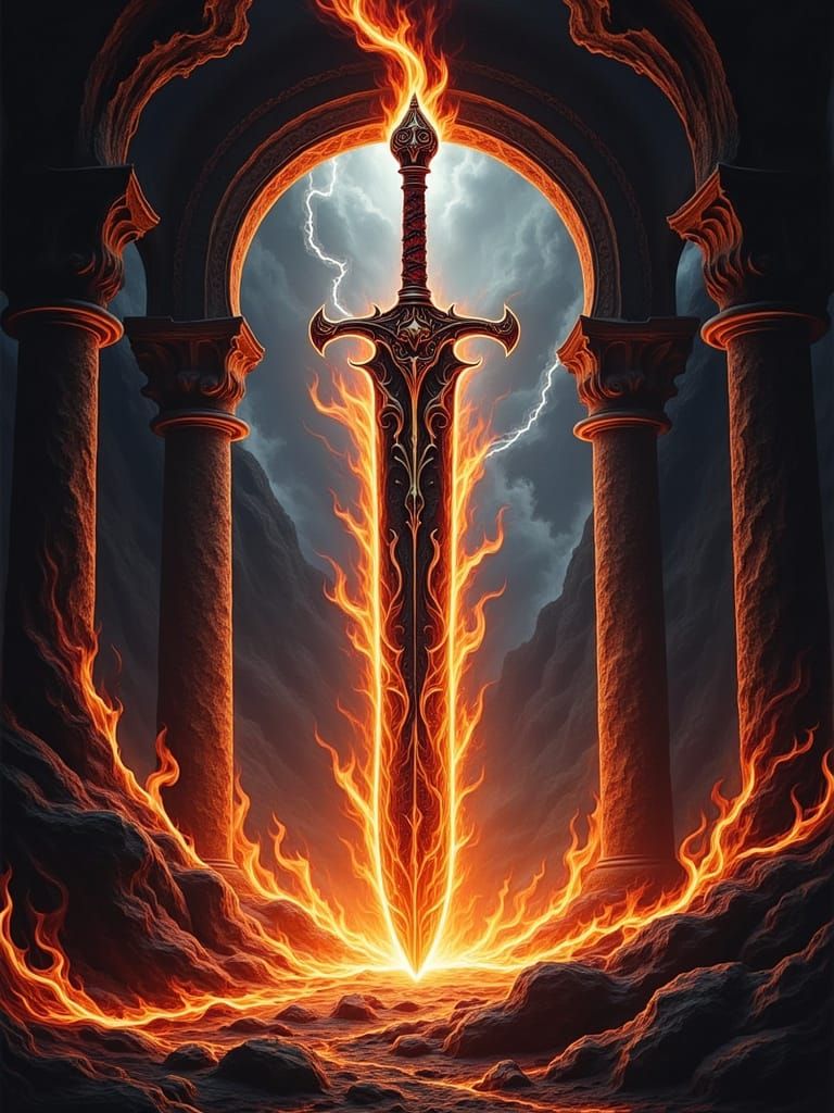 Dark Sword of Flame & Fire - Ethereal Flame Sword in Gothic ...