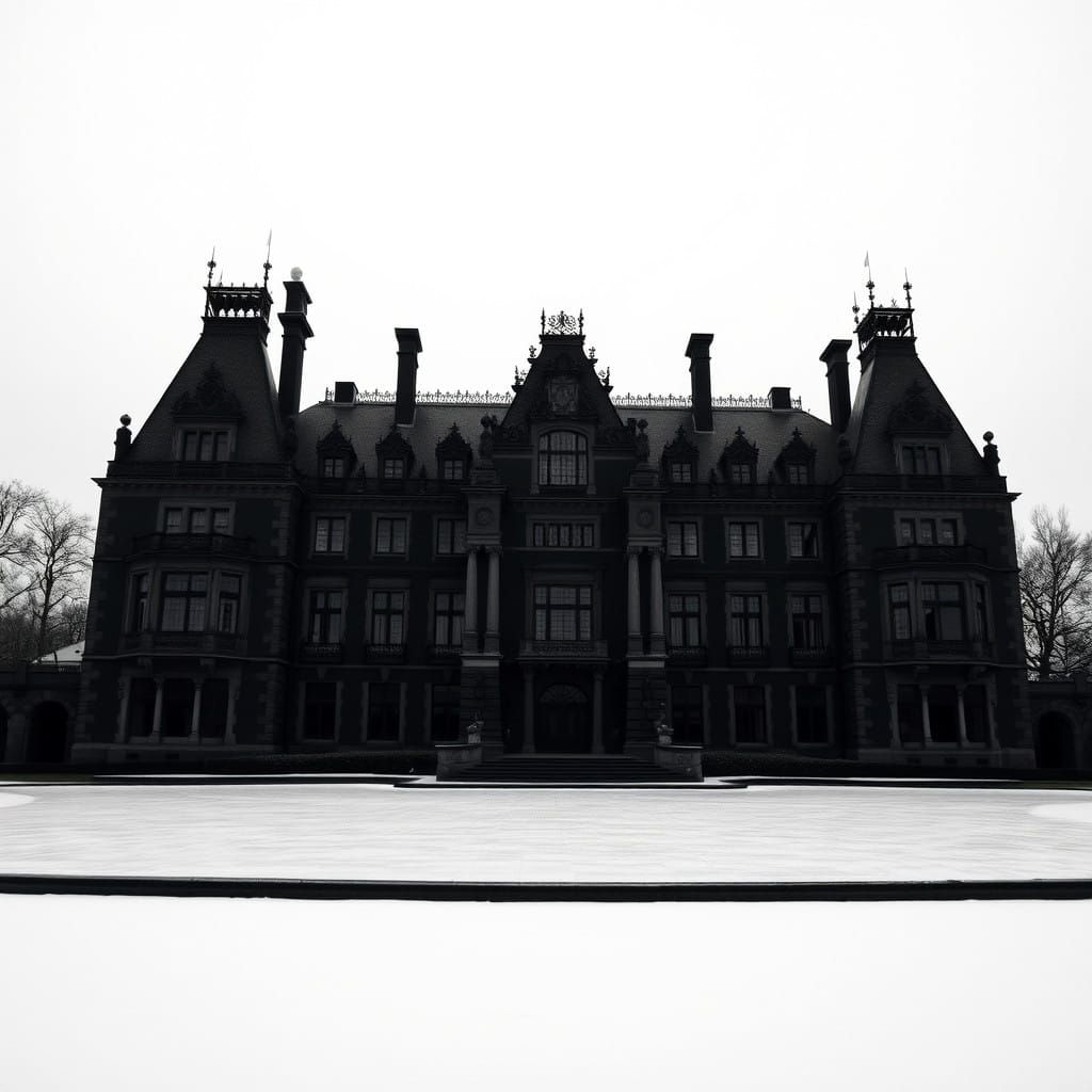 Gothic mansion - Elegant Black Mansion with Grandiose Archit...
