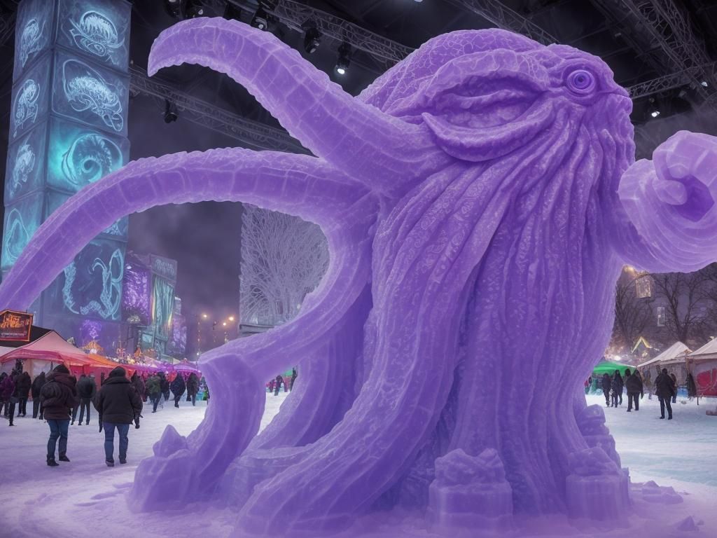 Giant Purple Cthulhu Ice Sculpture at the Minnesota Winter Carnival IV ...