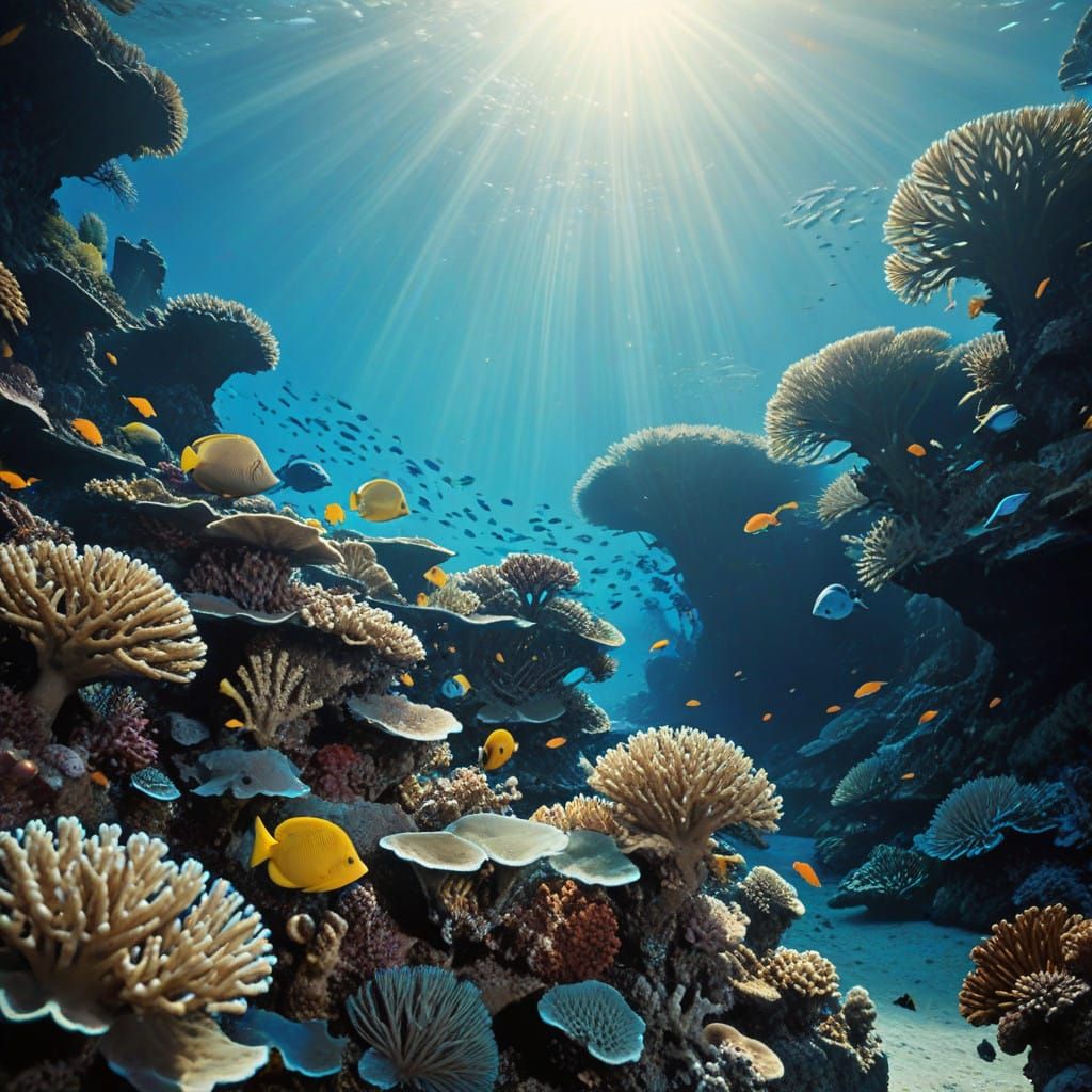 Epic Barrier Reef Landscape in Vibrant Film Noir S... - AI Art