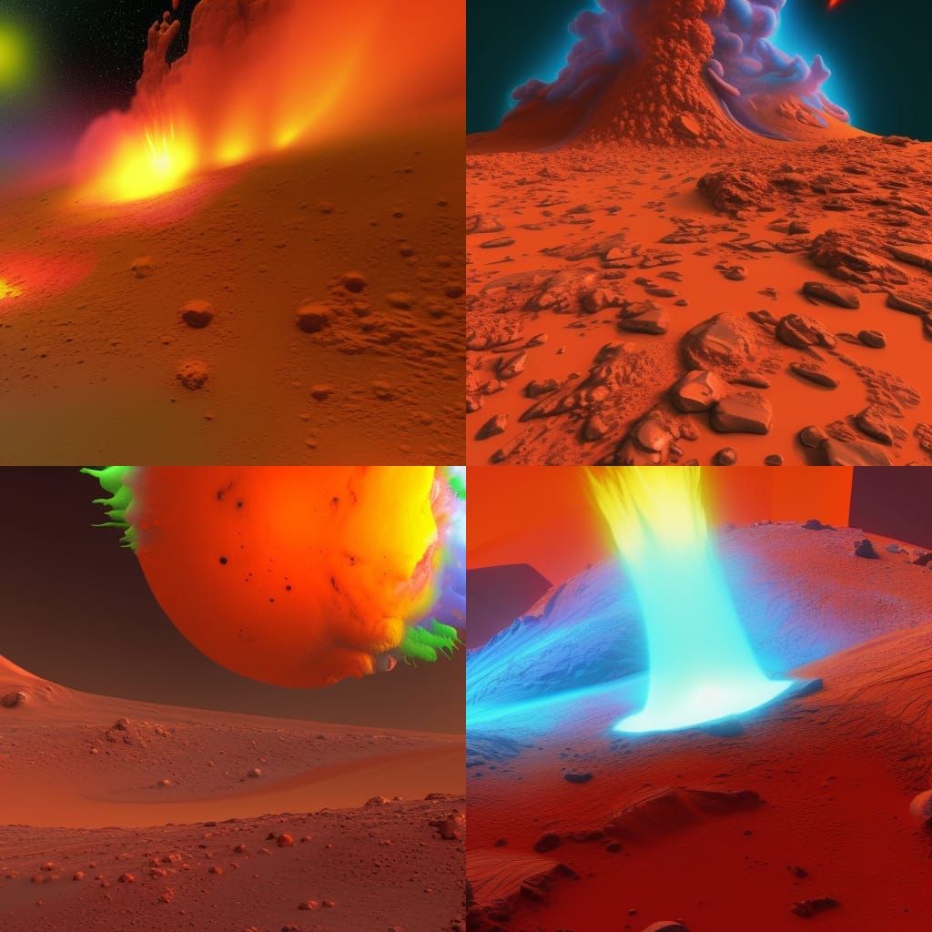 psychedelic volcano erupting on mars - AI Generated Artwork - NightCafe ...