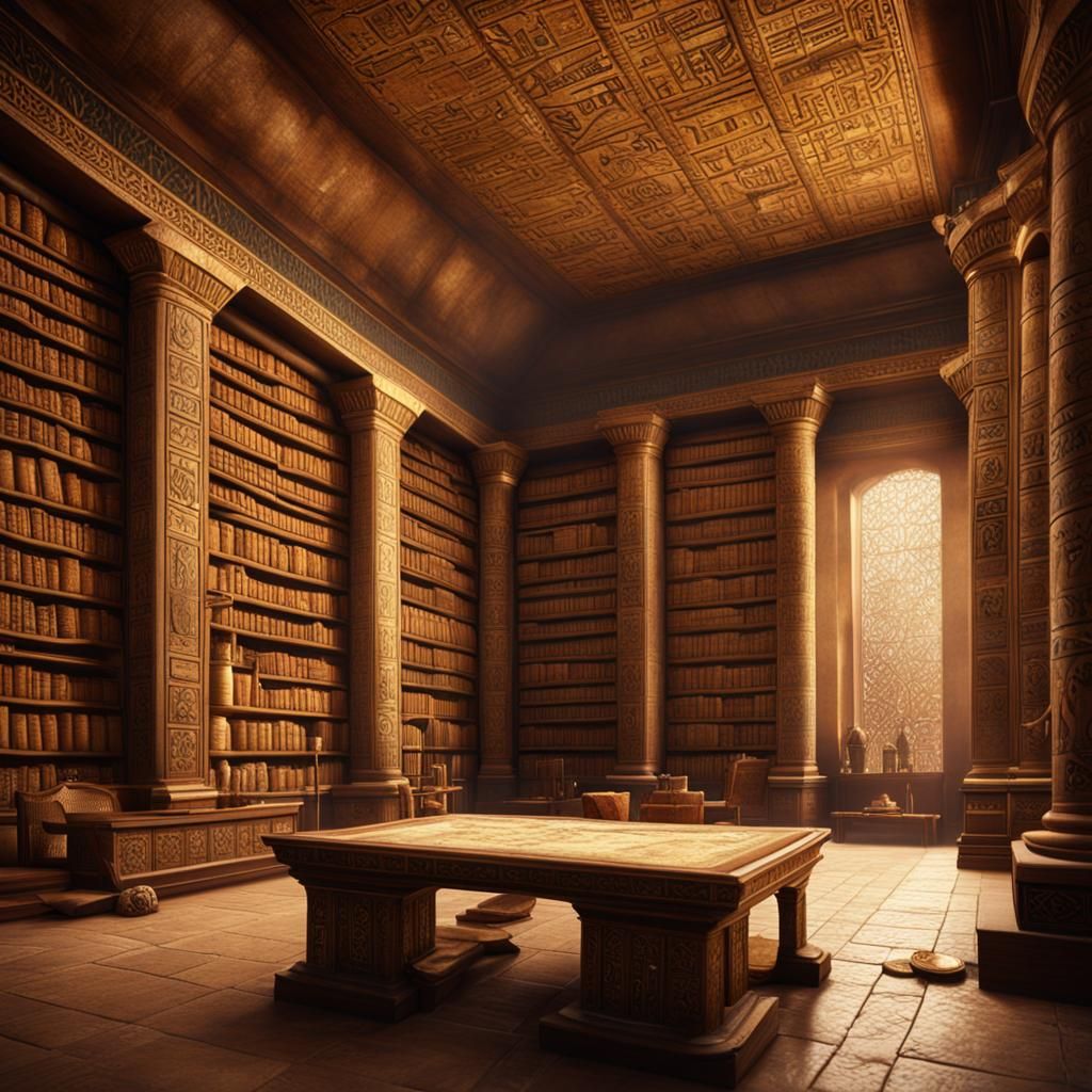 Ancient egypt Library - AI Generated Artwork - NightCafe Creator