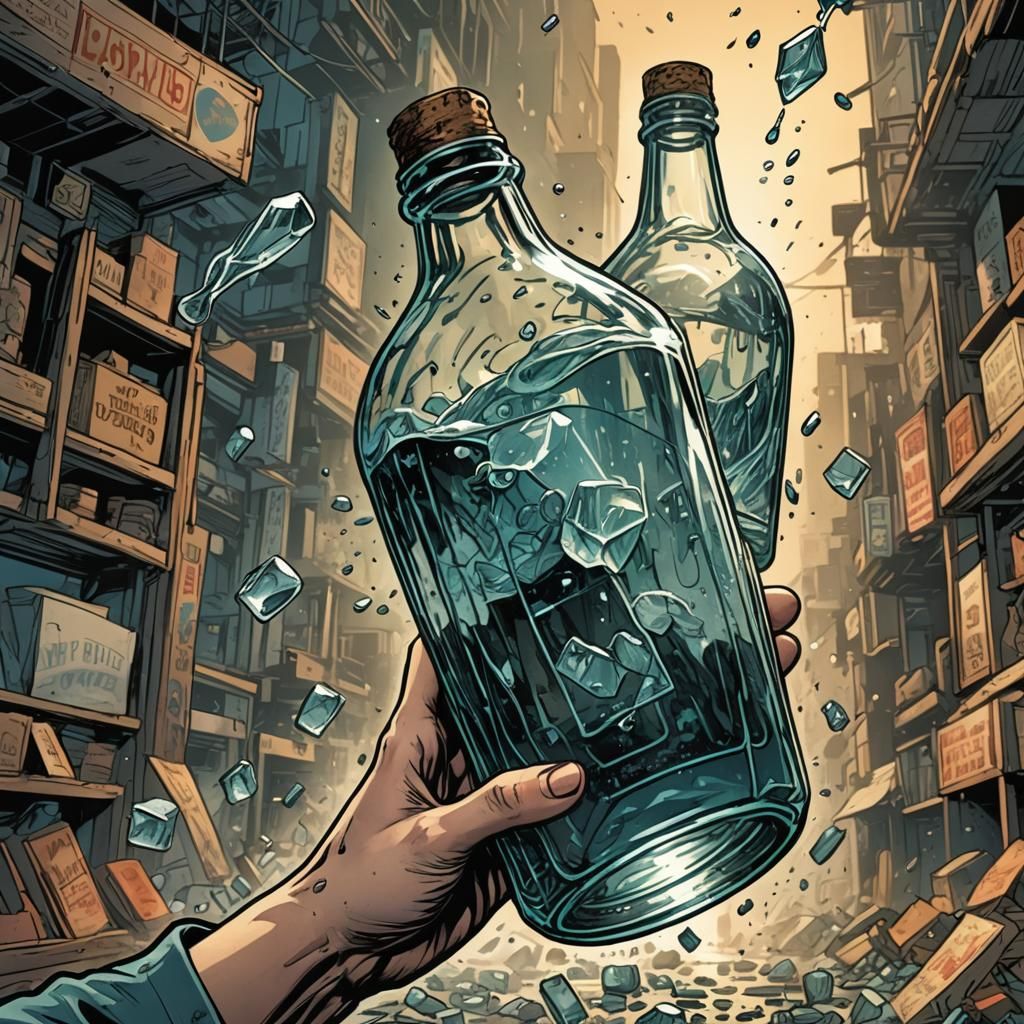 A glass bottle falling dramatically from a womans hand. - AI Generated ...