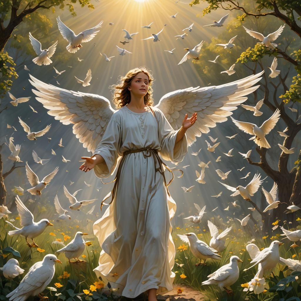 Then I saw an angel standing in the sun, and he cried out in a loud ...