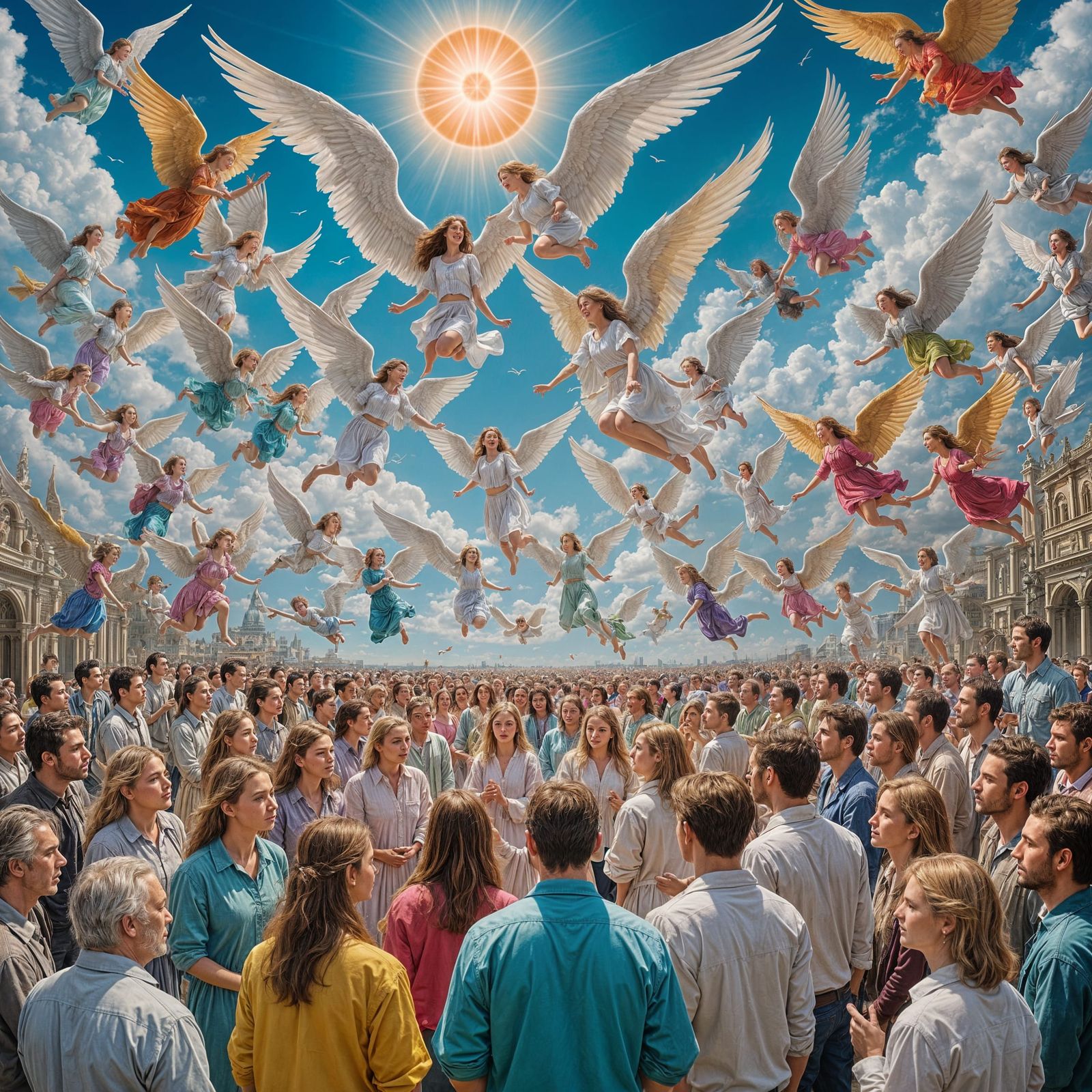 Hyper Realistic Heaven Scene with Beautiful Angels... - AI Art