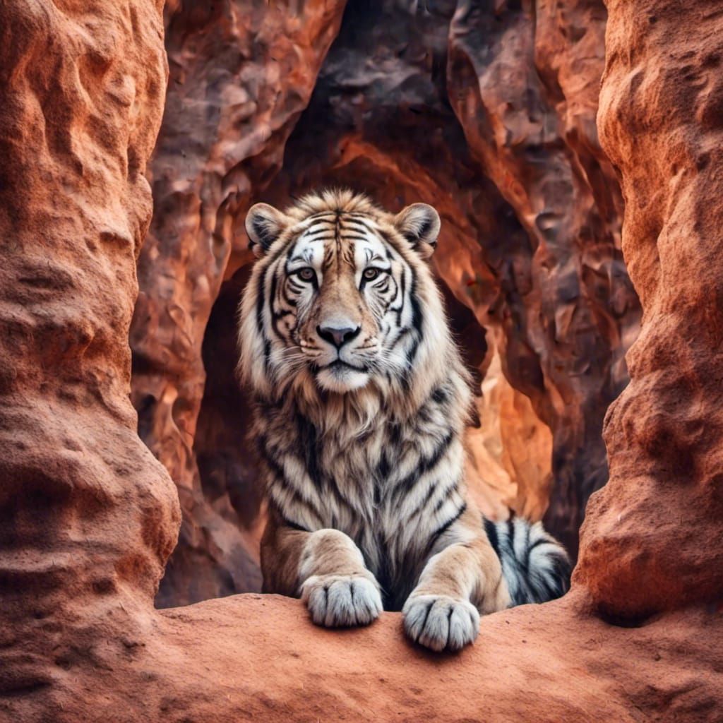 Rare shot of a liger - AI Generated Artwork - NightCafe Creator