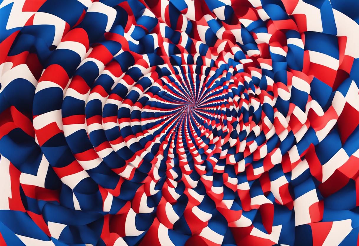 Spinning Optical Illusion Blue and Red rippled spiral swirling down to ...