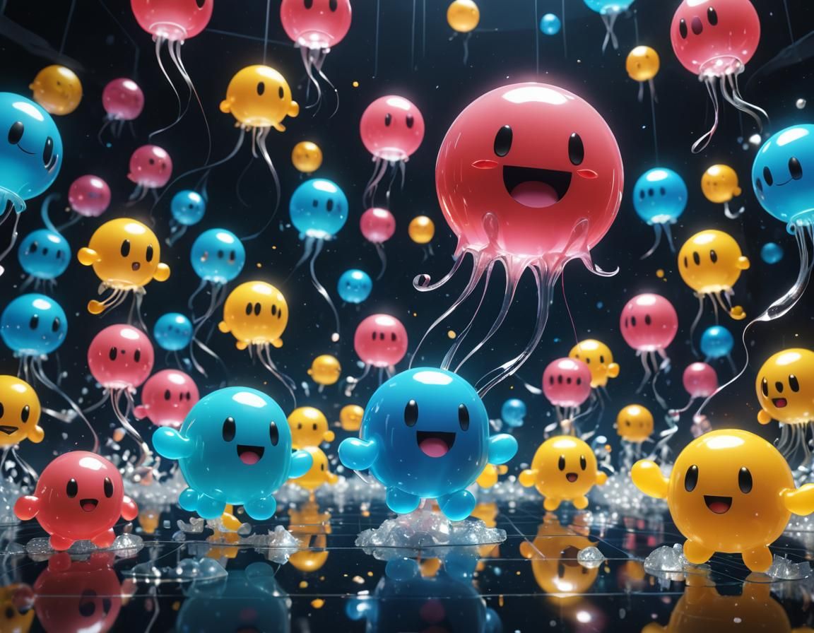 Jelly Ghosts Chasing Pac-Man - AI Generated Artwork - NightCafe Creator