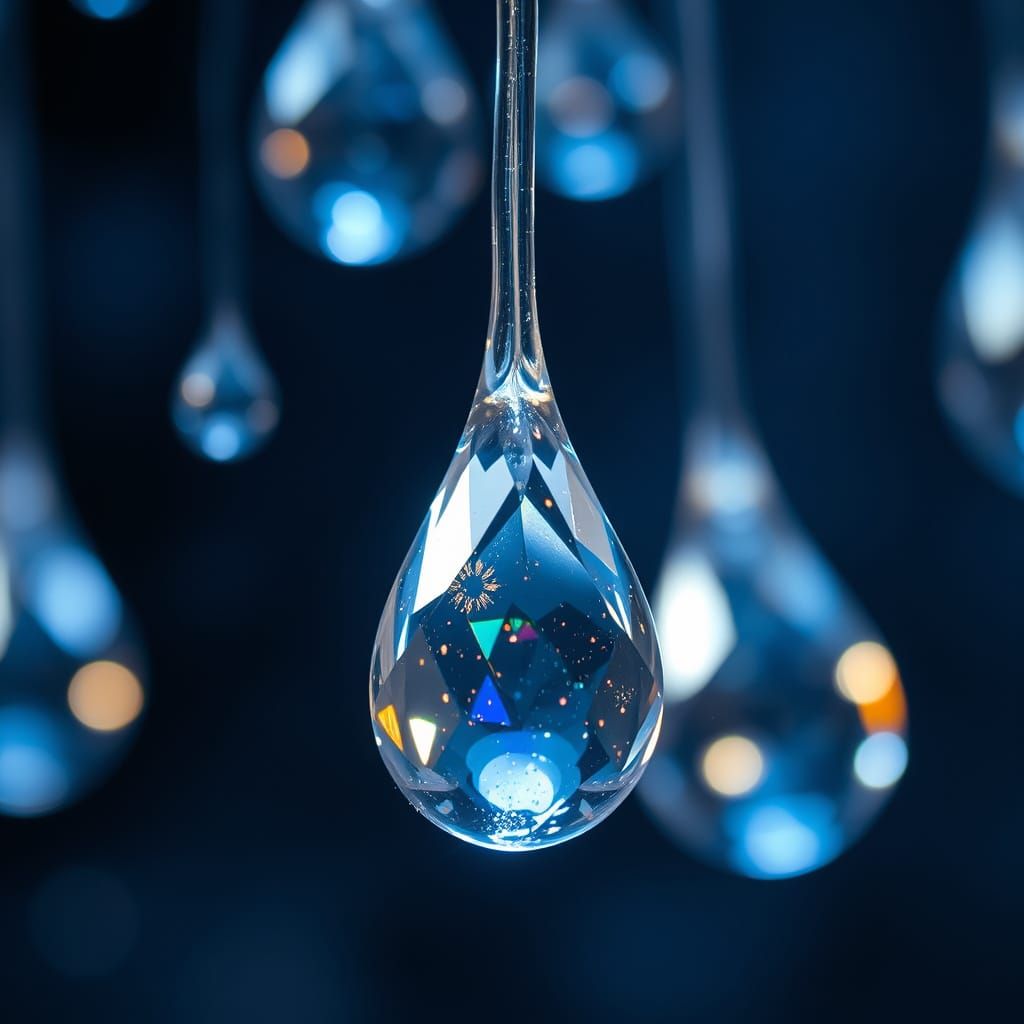 Ethereal Crystal Drops in Romantic 8K Splendor - AI Art