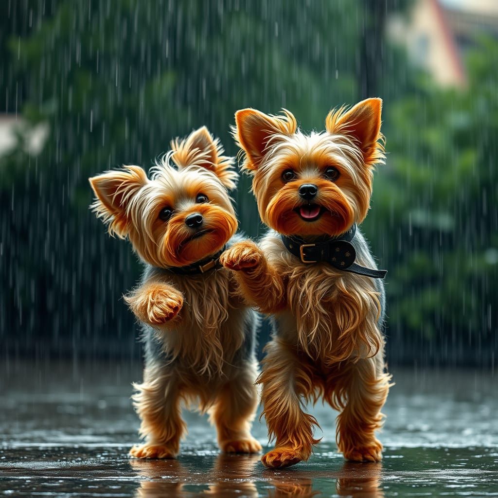 Dancing in the rain ☂️ - Yorkies Dancing in the Rain with J...