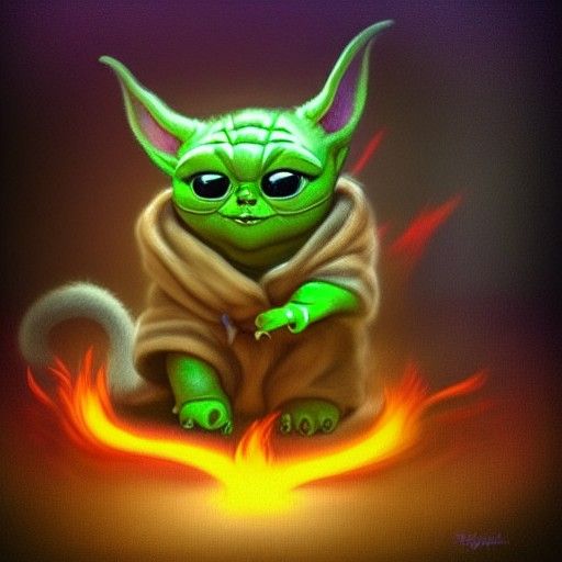 Kitten-Yoda Demon - AI Generated Artwork - NightCafe Creator